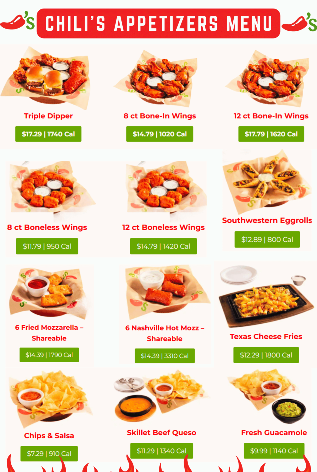 Chili's Appetizers Menu With Calories and Prices | 2025