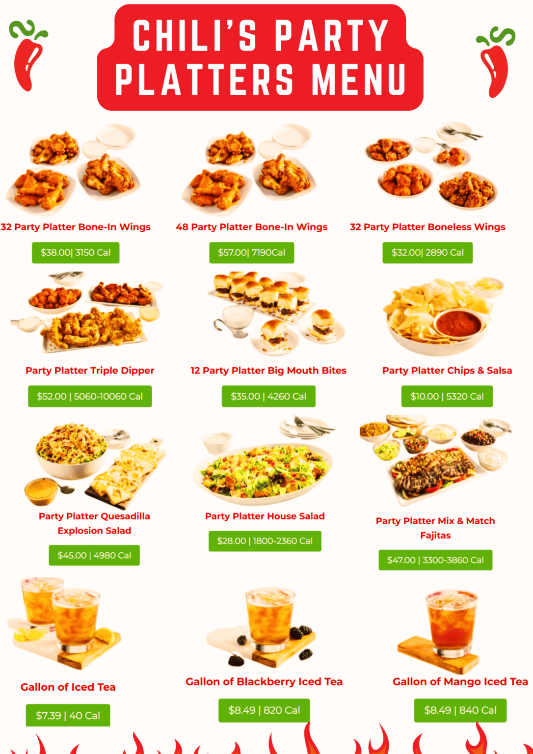 Chili’s Party Platters Menu With Calories & Latest Prices